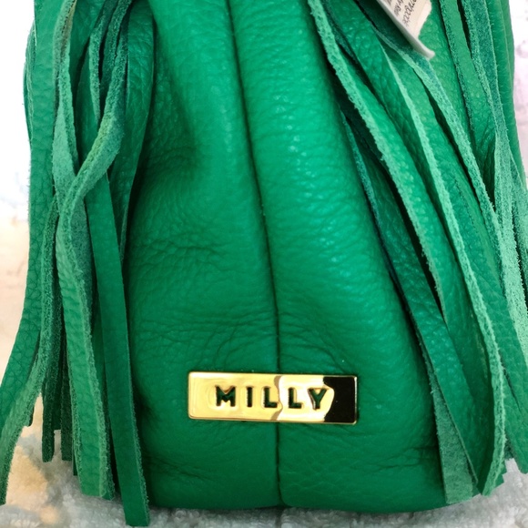 Milly | Bags | Milly Green Fringe Bucket Crossbody Tote Bag | Poshmark
